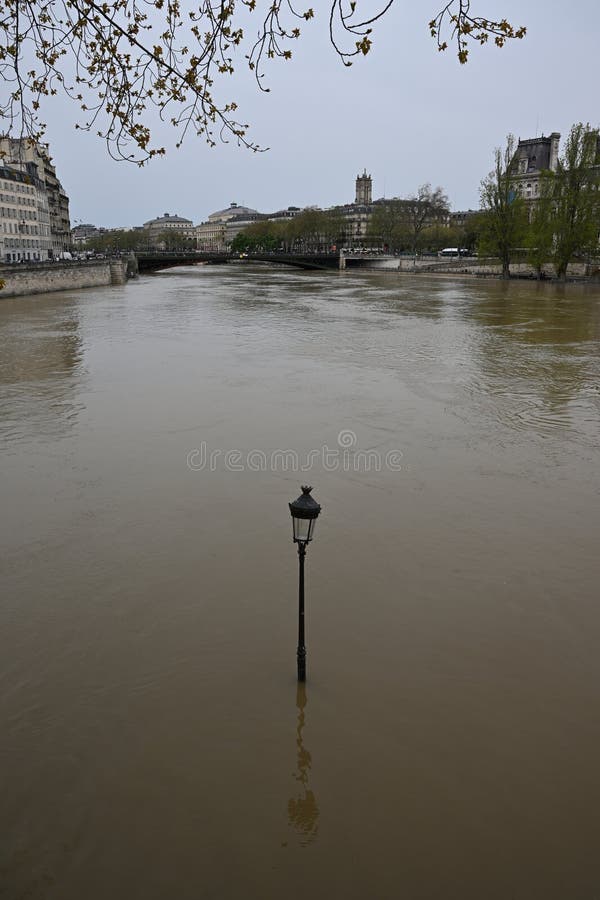 Impressive Flood of the Seine in Paris Stock Photo - Image of tourism ...