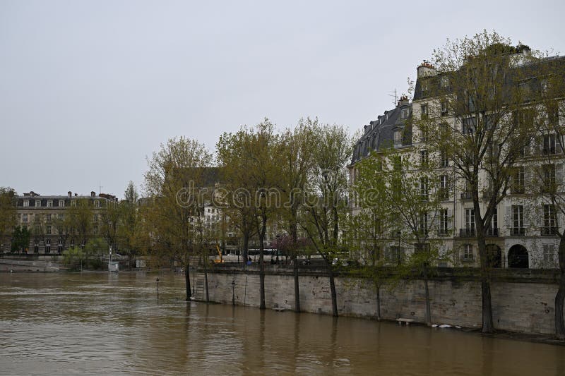 Impressive Flood of the Seine in Paris Stock Image - Image of rain ...