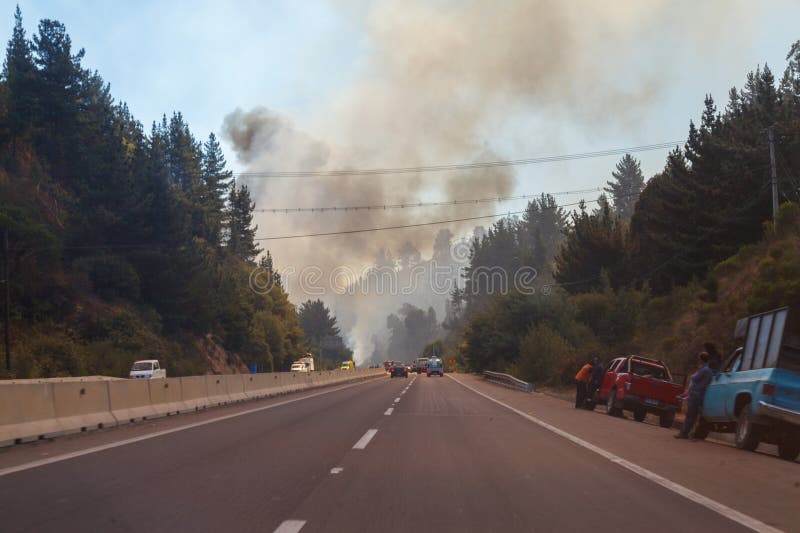Impressive Forest Fire on the Road To Valparaiso, Chile Editorial Photo ...
