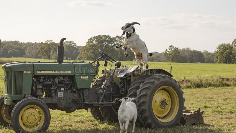 Impressive Goat Takes Charge on Tractor while Others Look on Stock ...