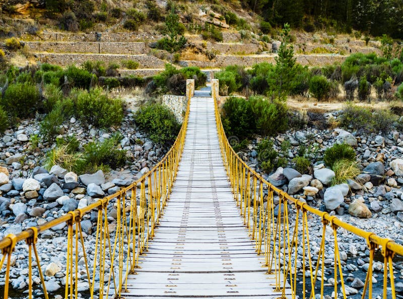 Hanging Bridge Over Colca River in Chivay, Peru Stock Photo - Image of ...