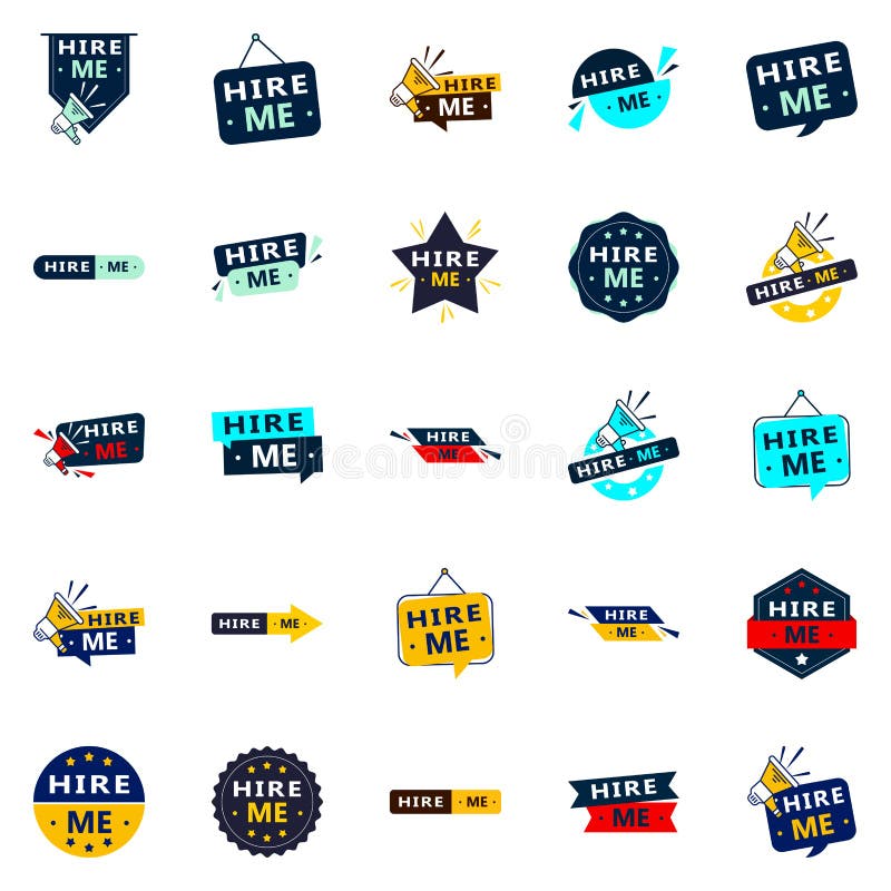 25 Impressive Hire Me Banners To Show Your Qualifications Stock Vector ...