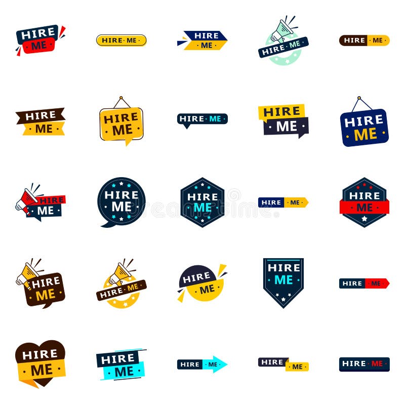 25 Impressive Hire Me Banners To Show Your Qualifications Stock Vector ...
