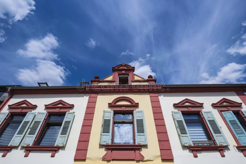 Impressive House Facade in Front of a White-blue Sky Stock Photo ...
