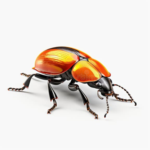 Impressive Hyper-realistic Maya Rendered Orange Beetle on White Surface ...