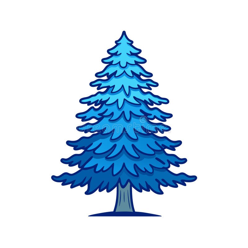 Impressive Blue Spruce Tree Illustration with Bold Outline Stock ...