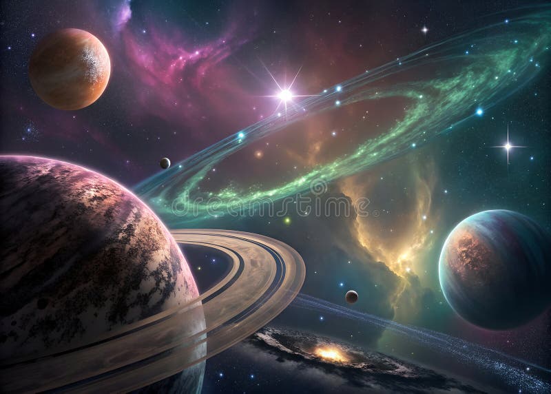 Impressive Image of Space, Filled with Star Clusters, Planets, Nebulae ...