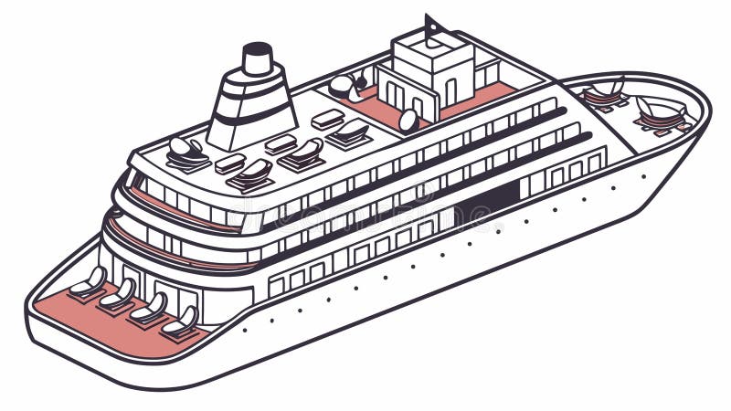 An Impressive and Luxurious Multi-deck Cruise Ship Vector Line Art ...