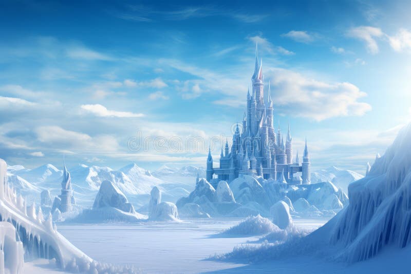 Impressive Magic Ice Castle. Generate Ai Stock Image - Image of ...