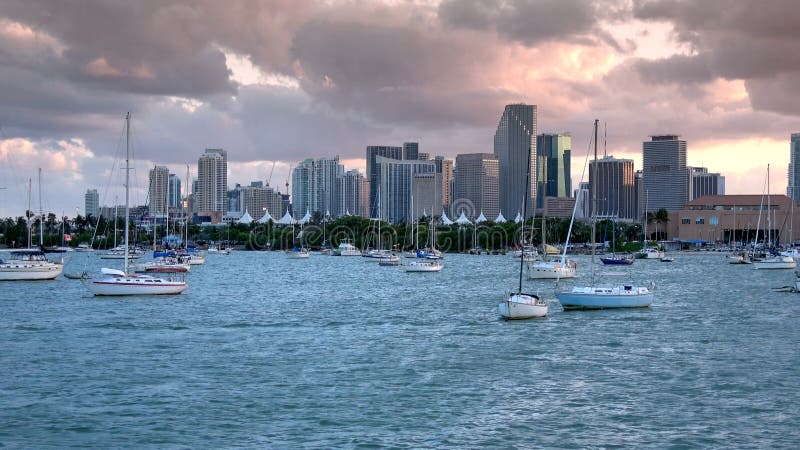 Impressive Miami Skyline in the Evening - MIAMI, USA APRIL 10, 2016 ...