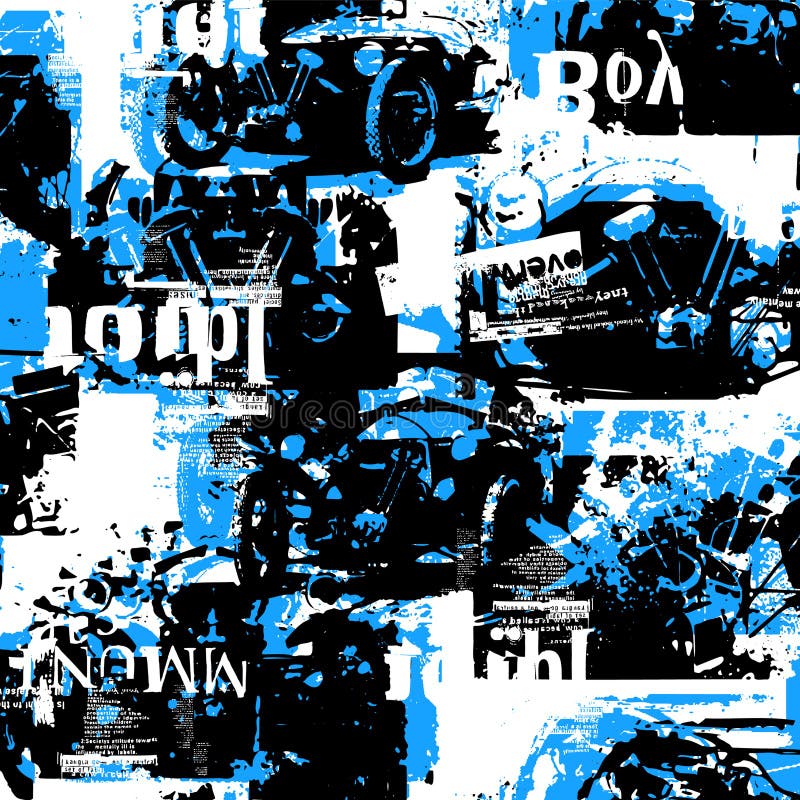 Impressive Modern Classic Car Collage Seamless Pattern, Stock Vector ...