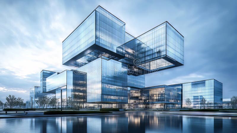 Impressive Modern Office Building Stock Illustration - Illustration of ...