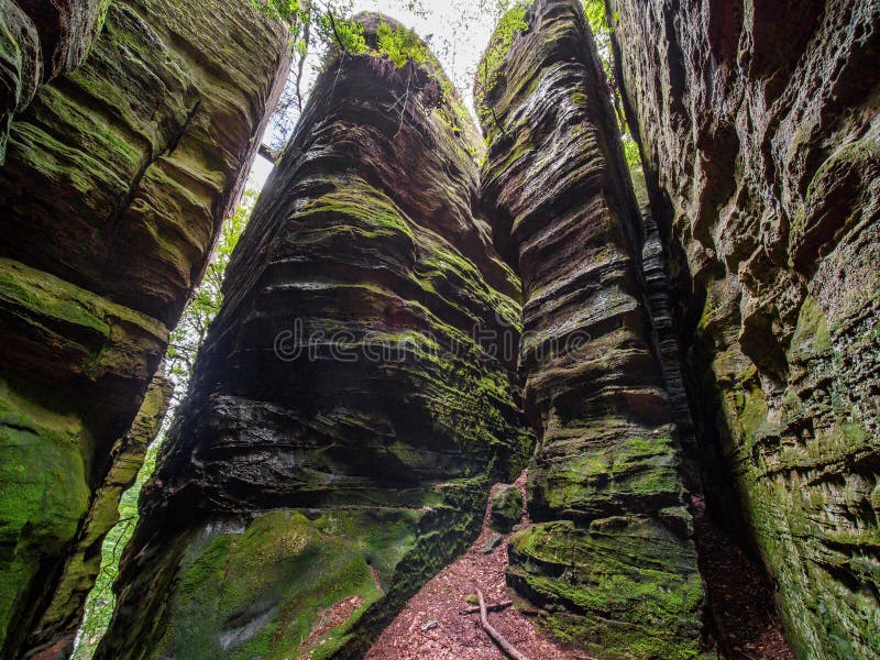 Impressive Rock Formations in Berdorf Forest Stock Image - Image of ...