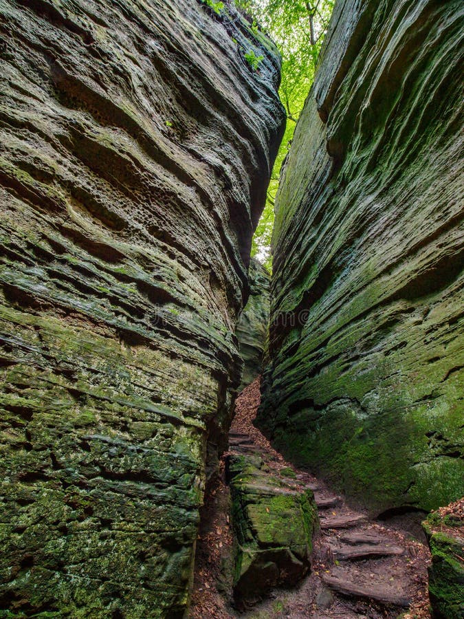 Impressive Rock Formations in Berdorf Forest Stock Photo - Image of ...