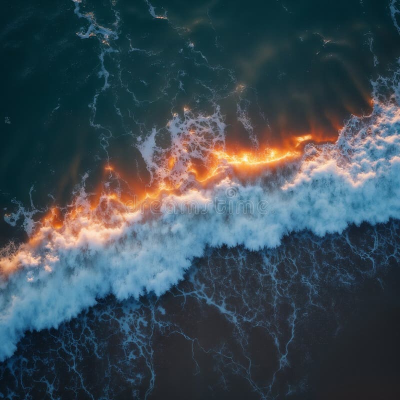 An Impressive Seascape View from Above, a Large and Beautiful Ocean ...