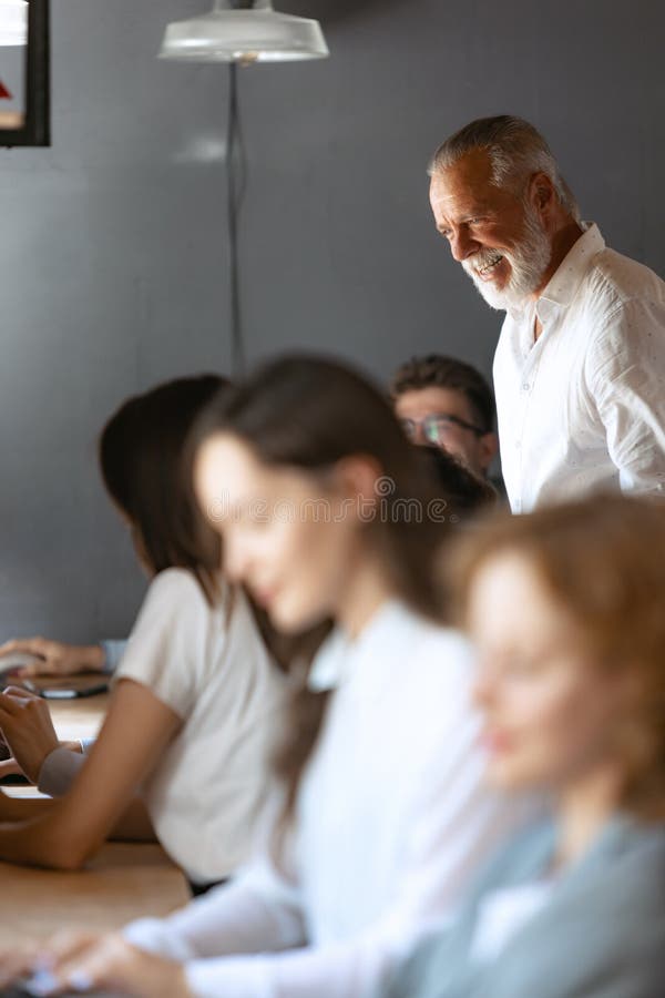 Impressive Senior Man, Professor Helds Master Class, Workshop for His ...