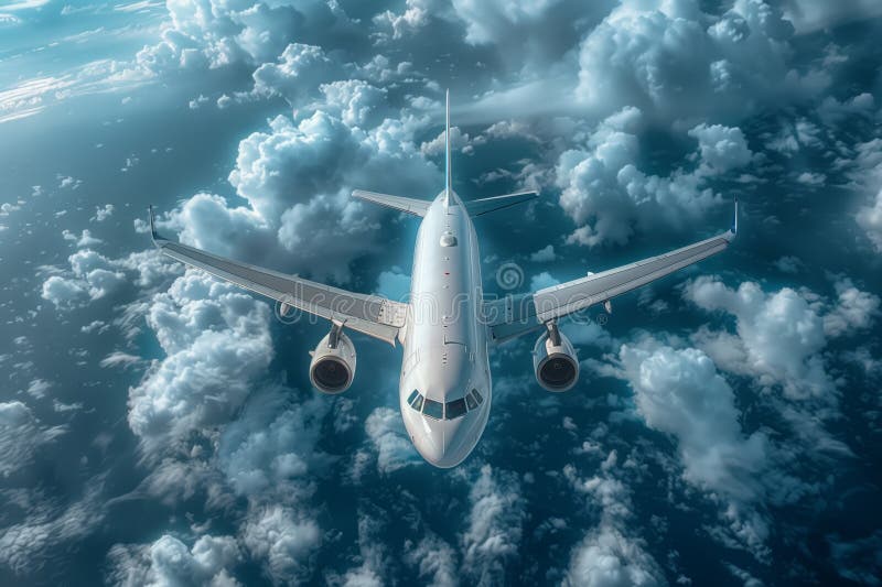 Airplane Soaring Above the Clouds Stock Photo - Image of aerospace ...