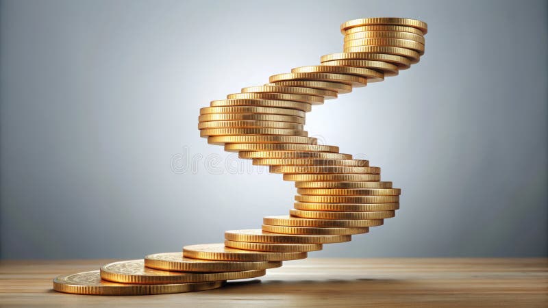 Impressive Stack of Coins Forming a Spiral Structure Symbolizing Wealth ...