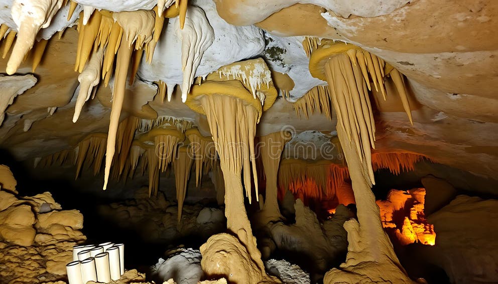 Stalactite Cave Interior, Limestone Formations, Underground Cavern ...