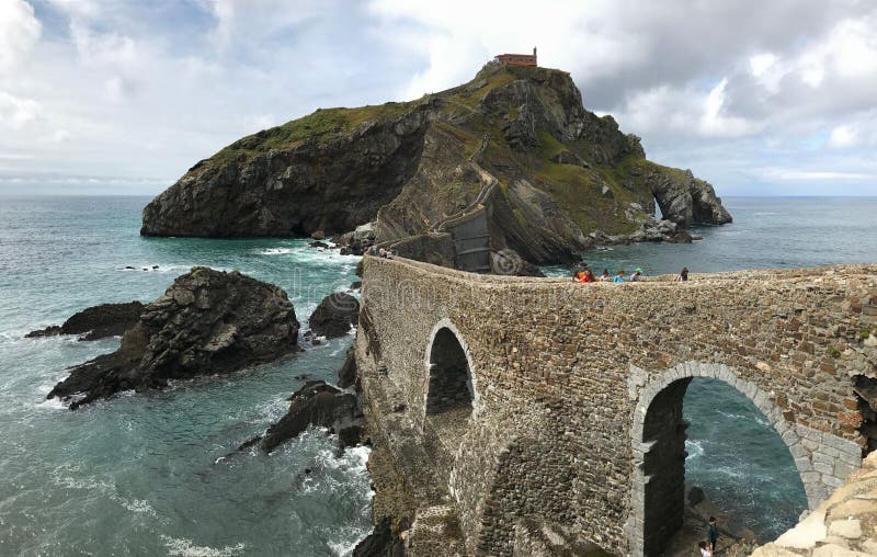 Impressive Stone Bridge that Spans Over the Ocean Stock Photo - Image ...