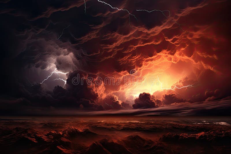 Impressive Thunderstorm on the Horizon Stock Illustration - Illustration of thunder, severe ...