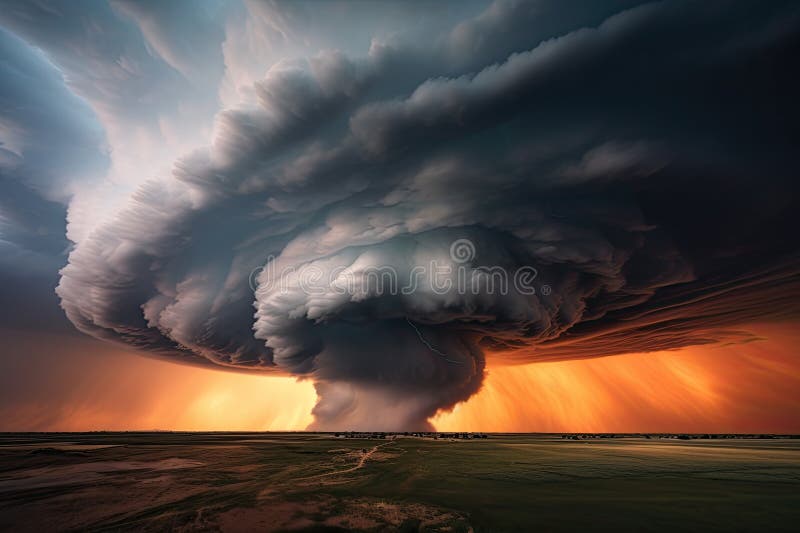 Impressive Thunderstorm on the Horizon Stock Illustration - Illustration of ominous, supercell ...
