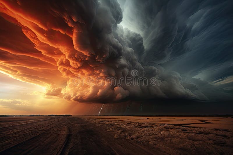 Impressive Thunderstorm on the Horizon Stock Illustration - Illustration of landscape, drama ...