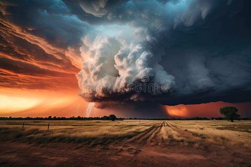 Impressive Thunderstorm on the Horizon Stock Illustration - Illustration of drama, atmospheric ...
