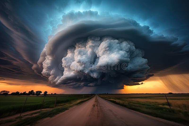 Impressive Thunderstorm on the Horizon Stock Illustration - Illustration of atmospheric ...