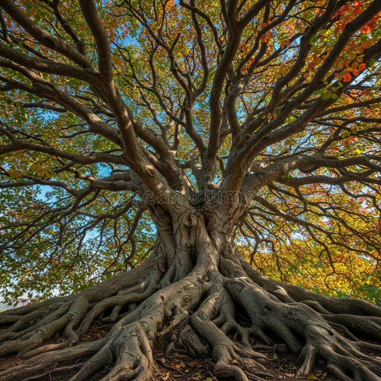 An Impressive Tree with a Thick, Gnarled Trunk and Extensive Root ...