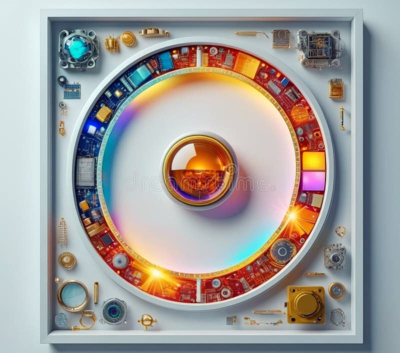 Computer Disk with Clock Inside it Stock Illustration - Illustration of ...