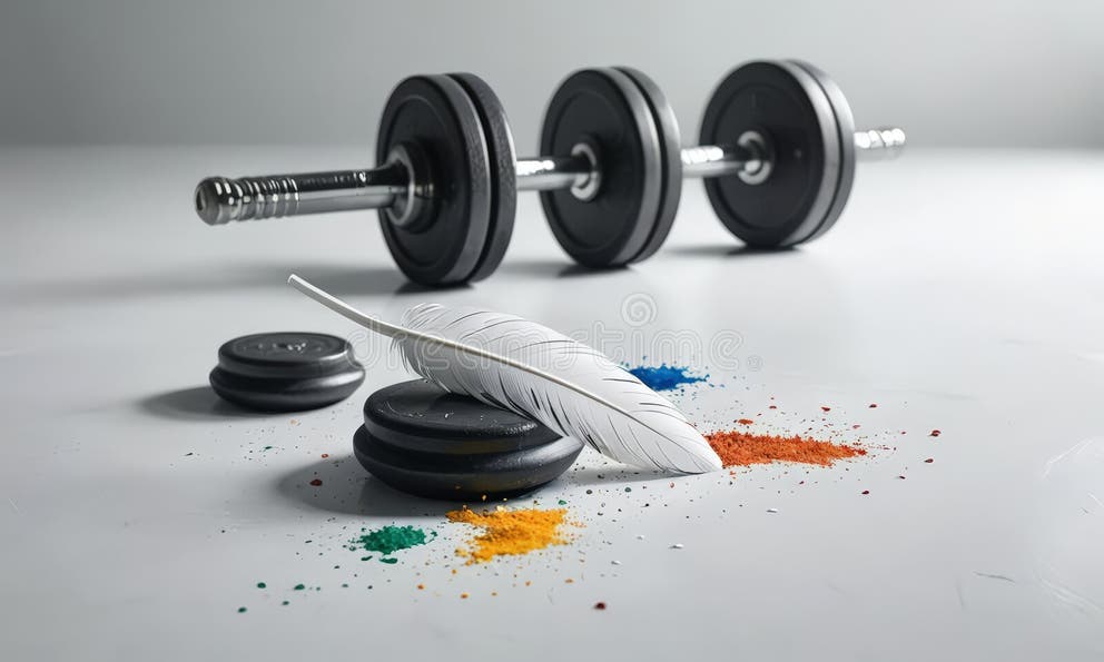 Feather and Pair Dumb Weights Stock Illustration - Illustration of ...