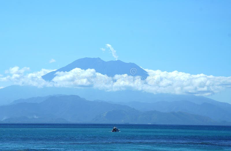 Impressive Volcano Above the Ocean Stock Photo - Image of mountain ...
