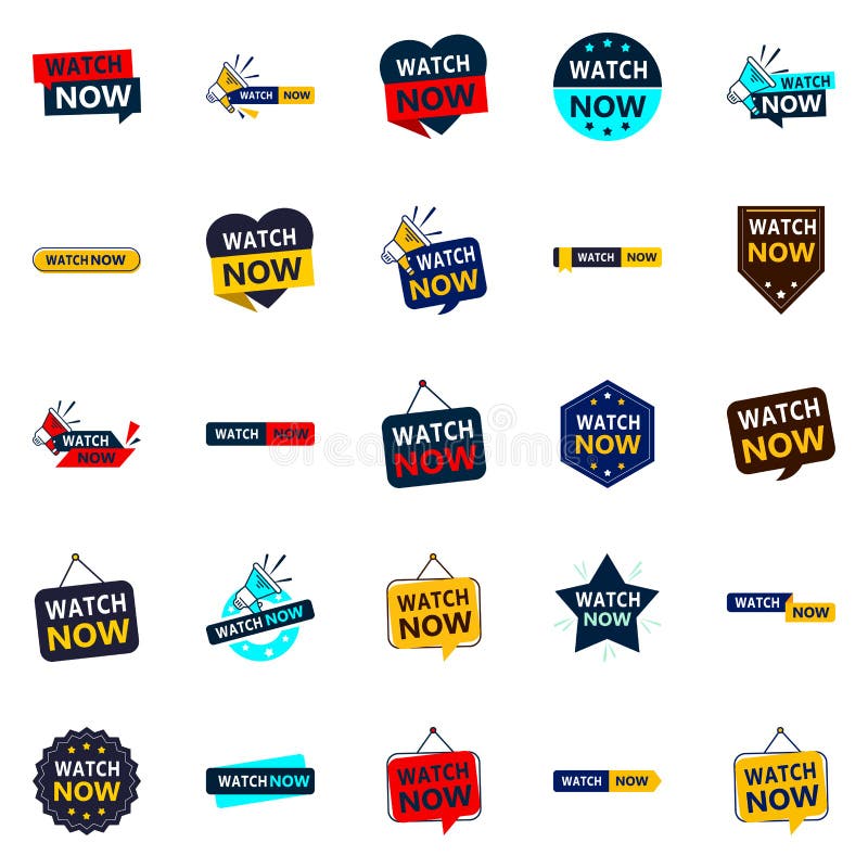 25 Impressive Watch Now Banners To Help You Stand Out Stock Vector ...