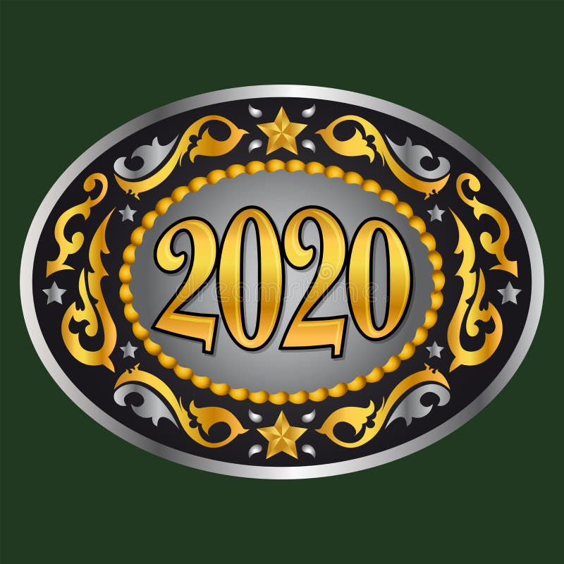 2020 Cowboy Western Style New Year Oval Belt Buckle Vector Illustration ...