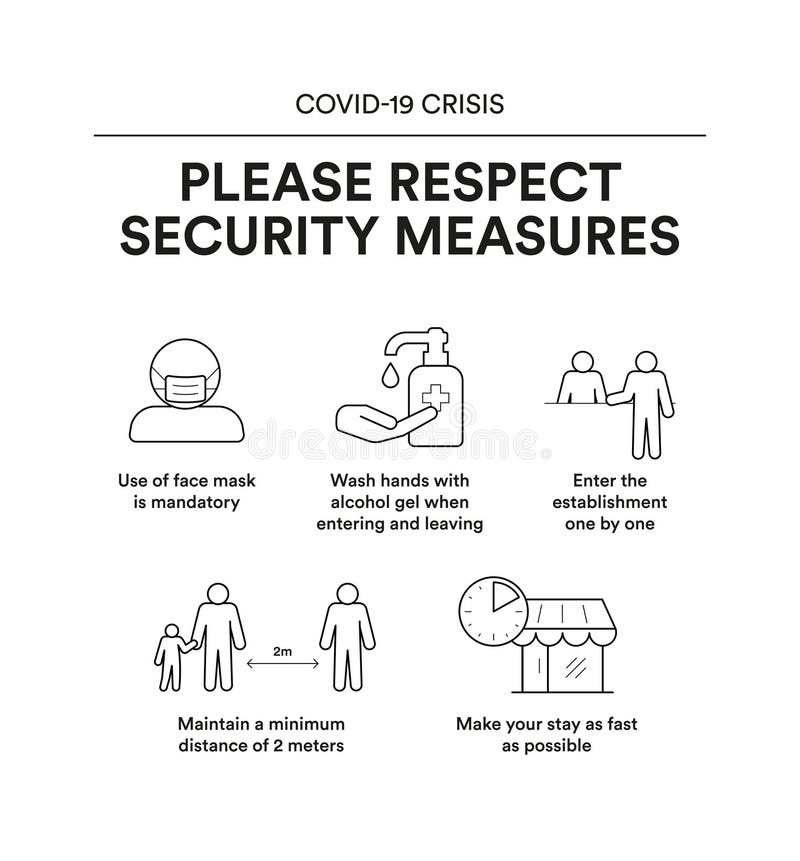 Security Measures Adopted for the Covid-19 Crisis Stock Illustration ...