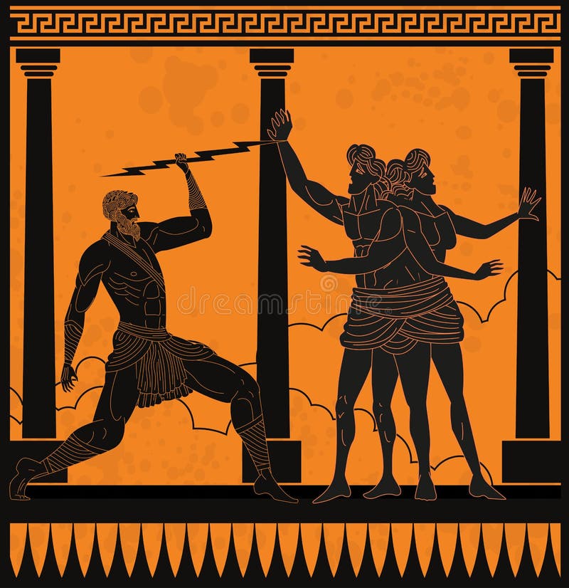 Orange and Black Greek Mythology Three Moirai Stock Vector ...