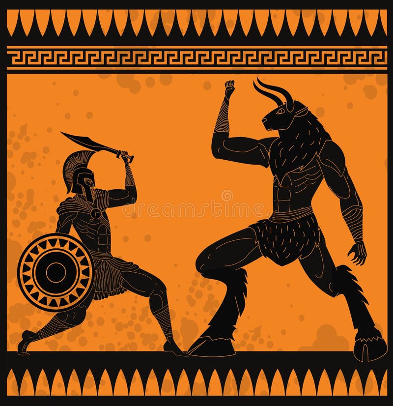 Theseus and the Minotaur stock vector. Illustration of thesius - 2340949