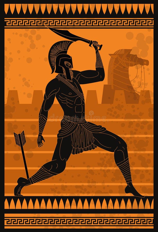 Achilles Wounded with an Arrow in Troy War Stock Vector - Illustration ...