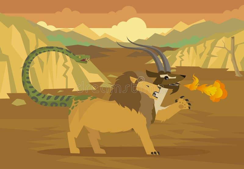 Evil Monster Mythology Chimera Lion Stock Vector - Illustration of ...