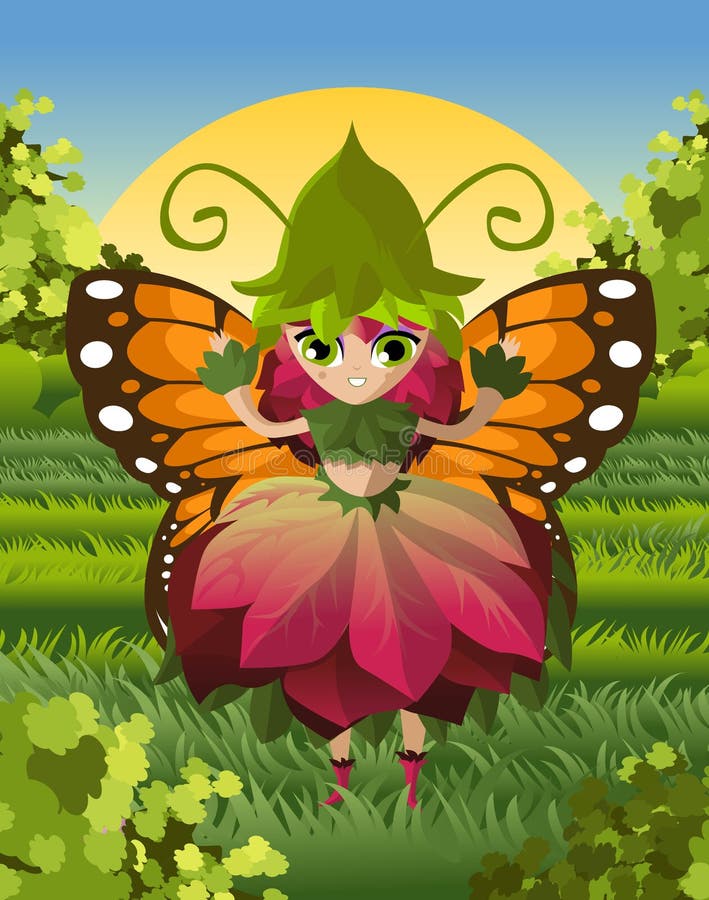 Beautiful Winged Fairy Cute Character Stock Vector - Illustration of ...