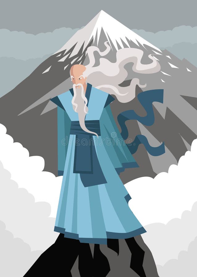 Great Chinese Philosopher Thinker Old Man Stock Illustration ...