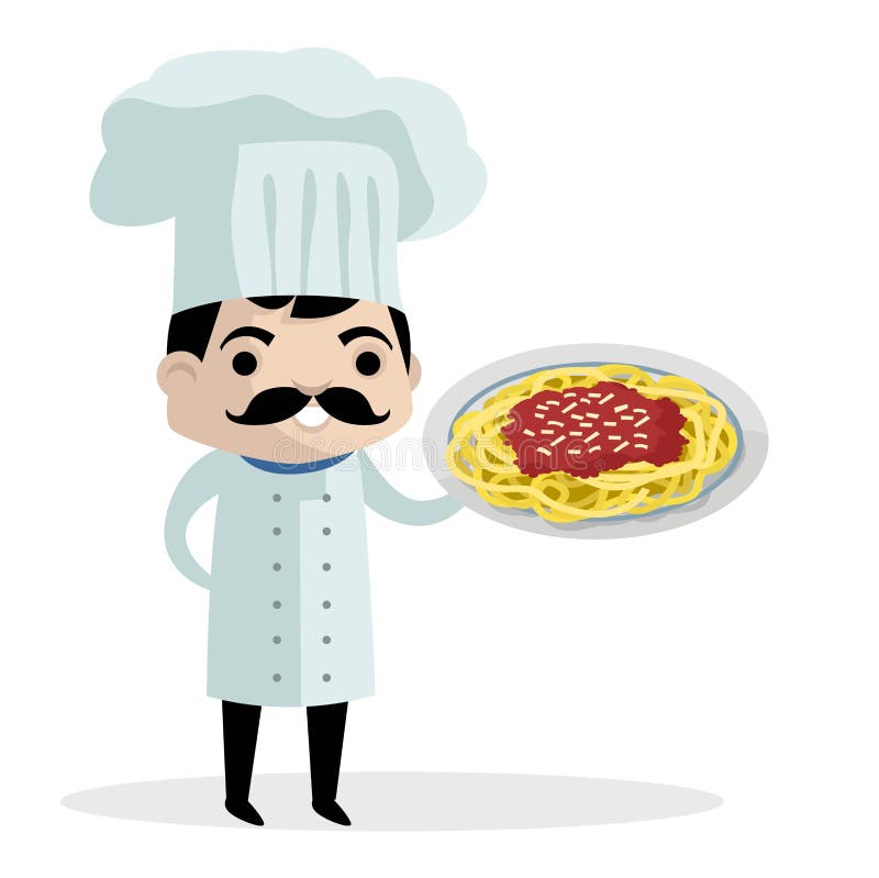 Chef With A Plate Of Spaghetti Stock Illustration - Illustration of ...