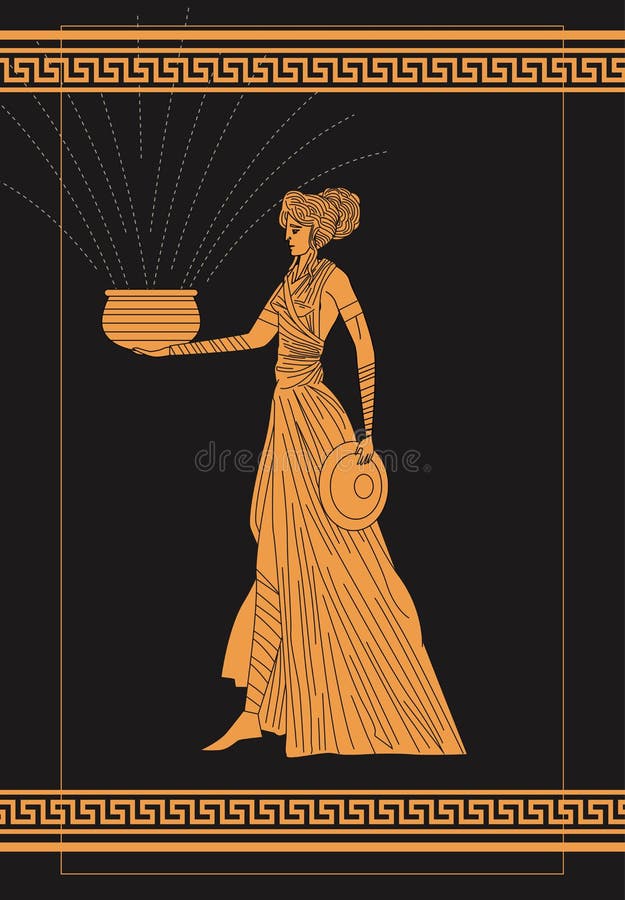 Pandora Opening the Box with the Evil Sins Stock Vector - Illustration ...
