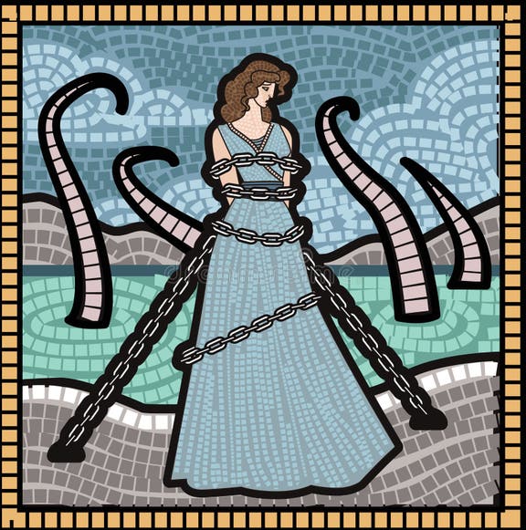 Andromeda Chained To a Rock Mosaic Tiles Art Stock Vector ...