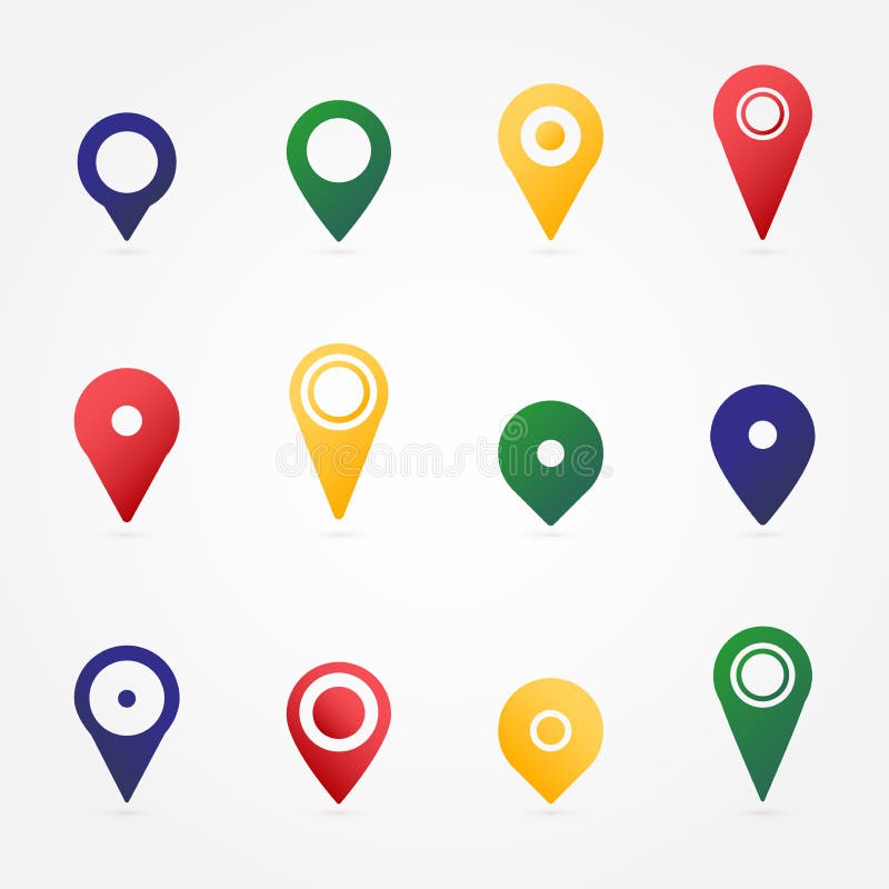 Variety of Location Pointers Set Stock Illustration - Illustration of ...