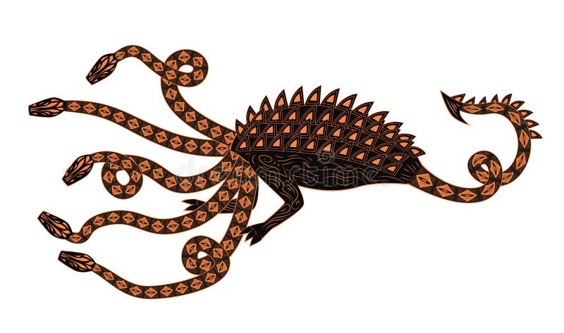 Mythology Hydra Monster with Many Heads Stock Vector - Illustration of ...