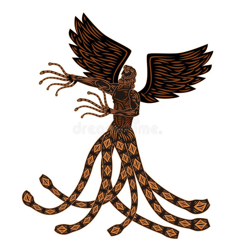 Greek Mythology Titan Monster Typhon with Snake Legs Stock Vector ...