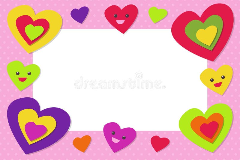 Cute Photo Frame with Colored Hearts. Stock Illustration - Illustration ...