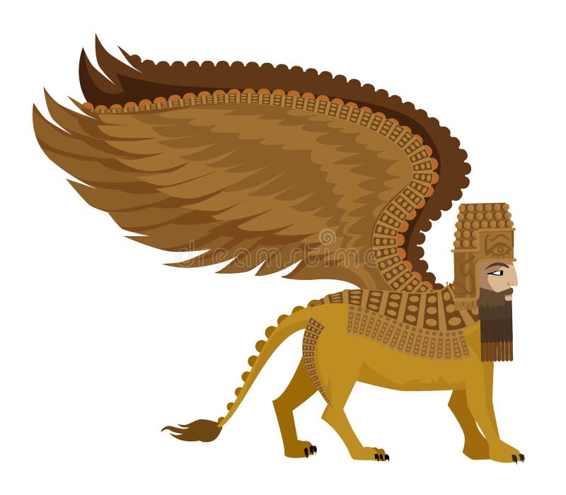 Animation Drawing: Image of the Assyrian Mythical Deity Shedu: a Winged ...